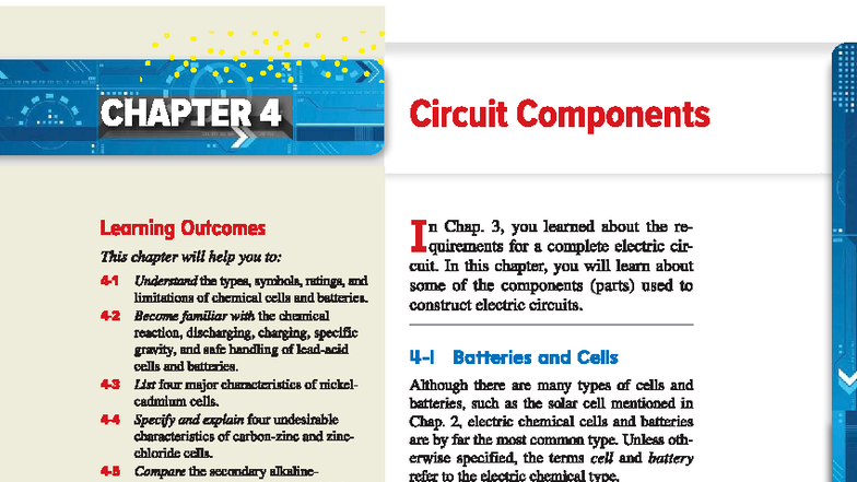 ISE 2022 Chapter 4: Circuit Components and Battery Characteristics - Studocu