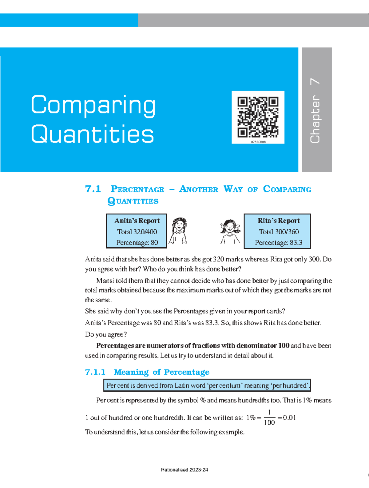 MATHEMATICS Chapter 7: Comparing Quantities - Understanding Percentages ...