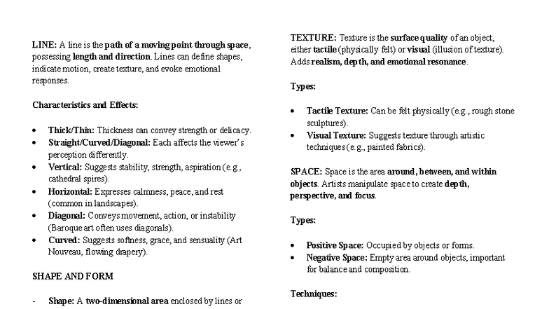 ARTA 101 Midterm Study Guide: Key Concepts in Art and Design - Studocu