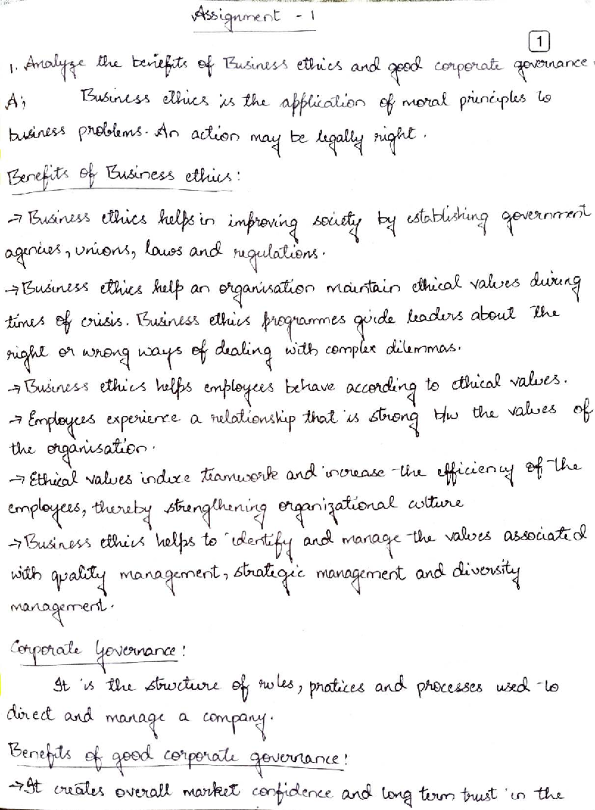 TIME 101: Business Ethics and Management Principles Assignment Notes ...