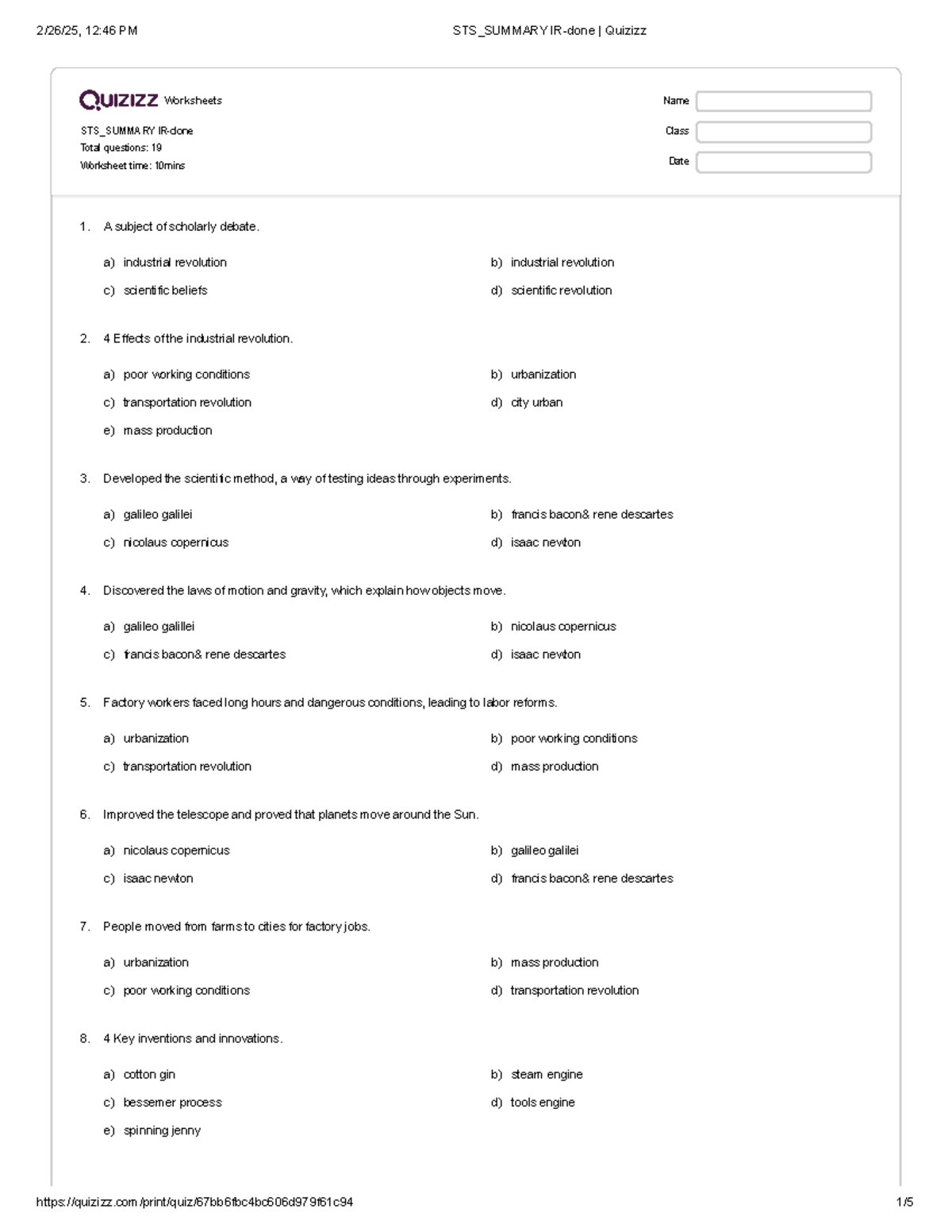 STS Summary IR-done - Reviewer for sts - Worksheets STS_SUMMARY IR-done ...