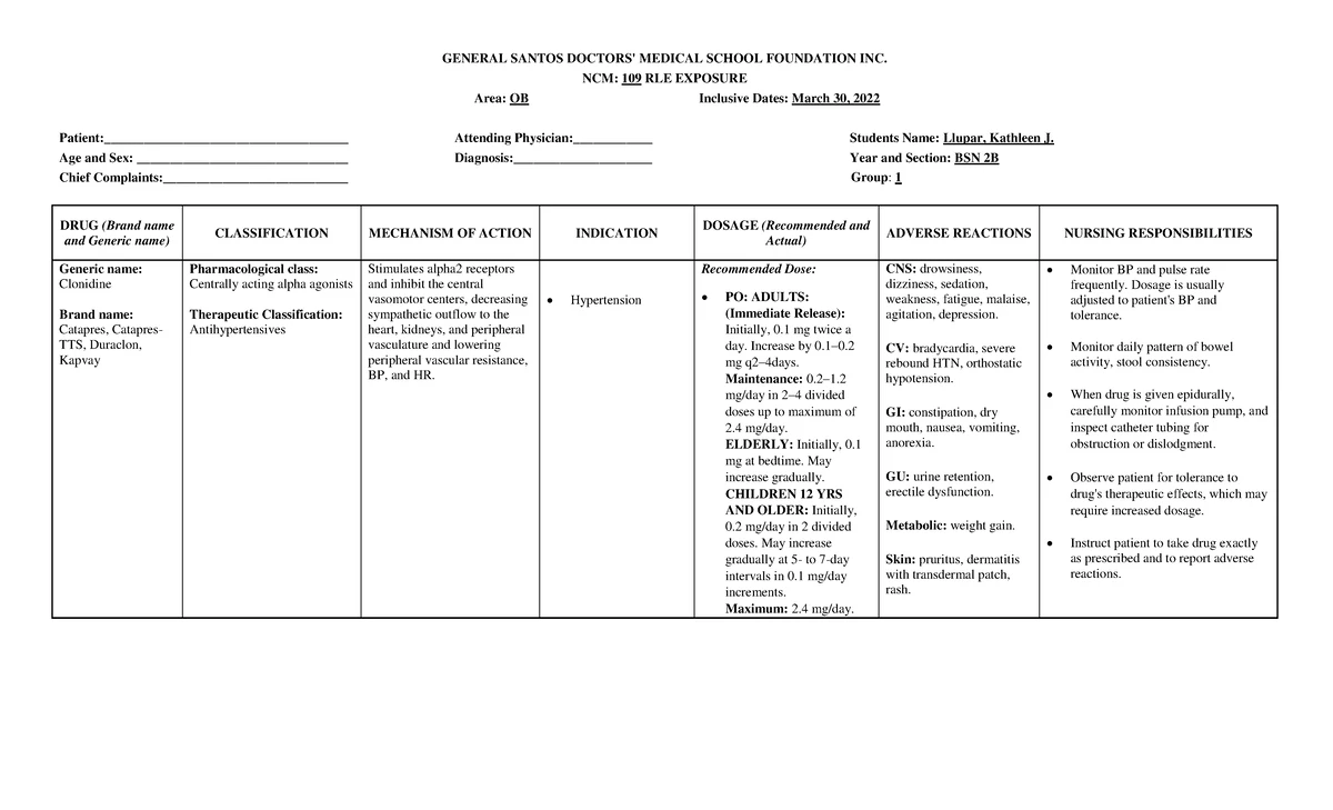 Colace (Docusate) - DRUG STUDY - GENERAL SANTOS DOCTORS' MEDICAL SCHOOL ...