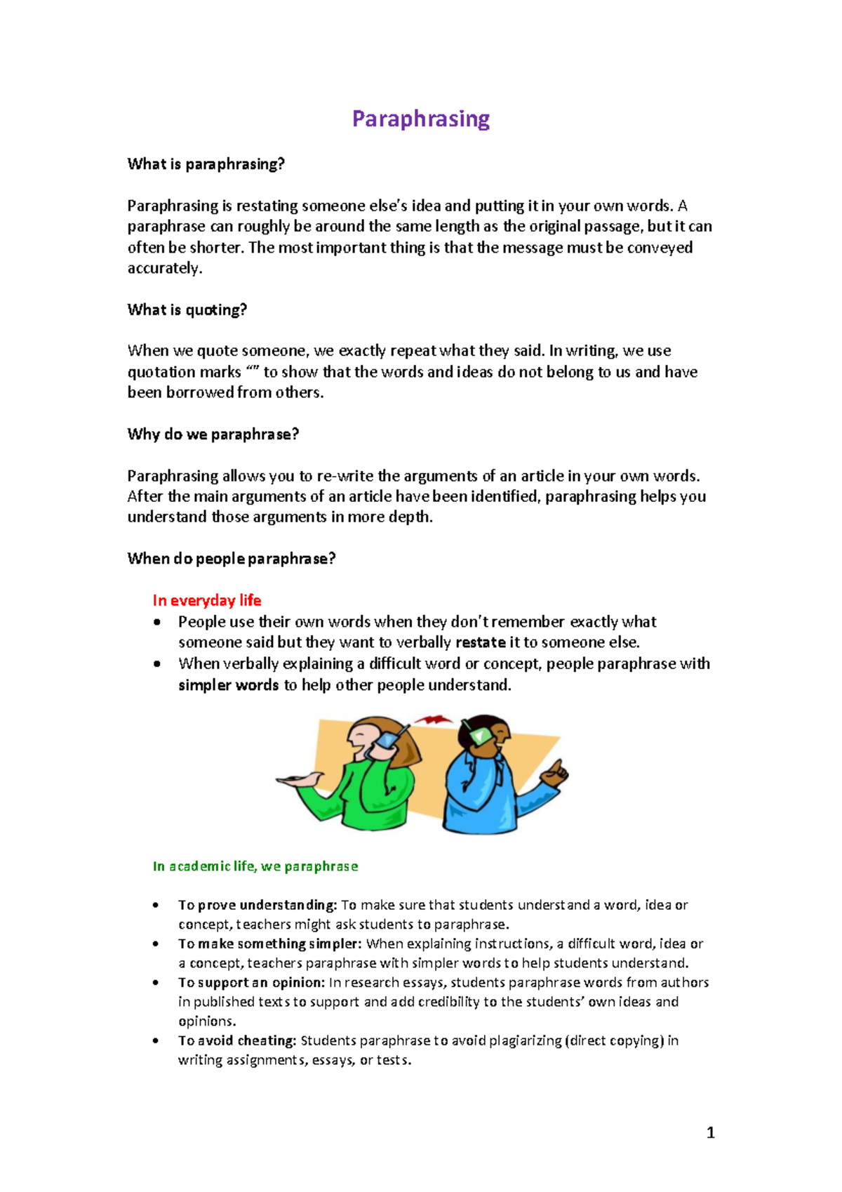 Paraphrasing - some practice test - Paraphrasing What is paraphrasing ...