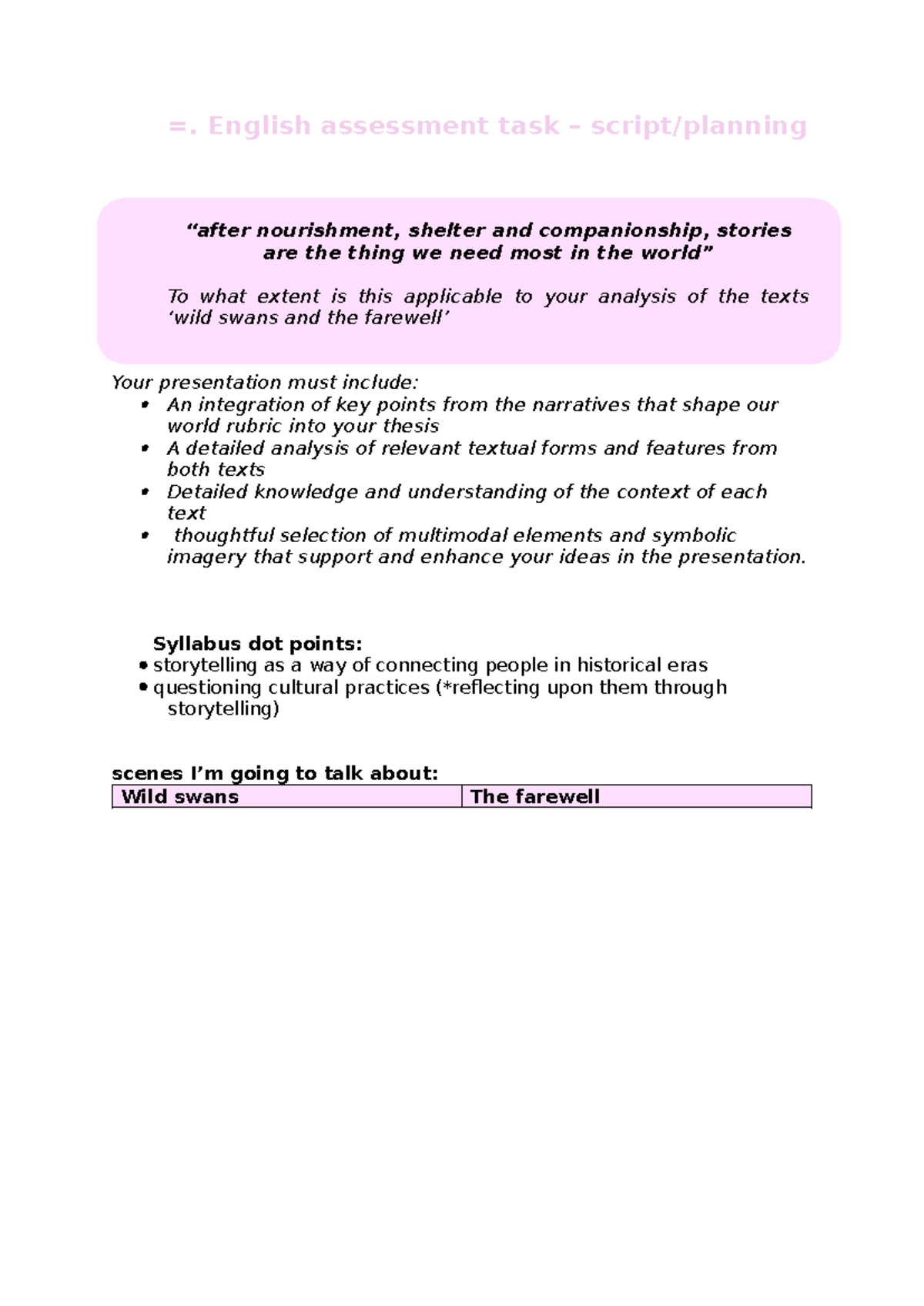 ENG101 Final Exam: Analyzing Storytelling in "Wild Swans" & "The ...