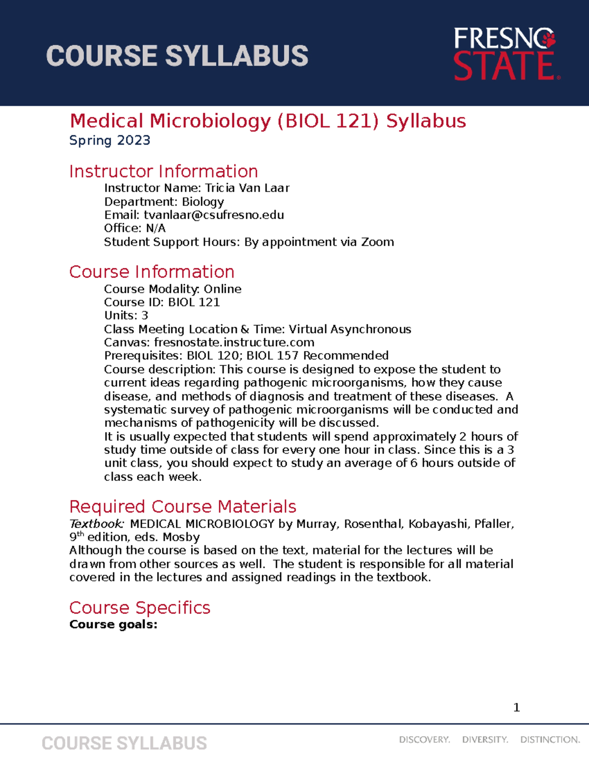 Medical Microbiology Spring 2023 Syllabus v2 - Medical Microbiology ...