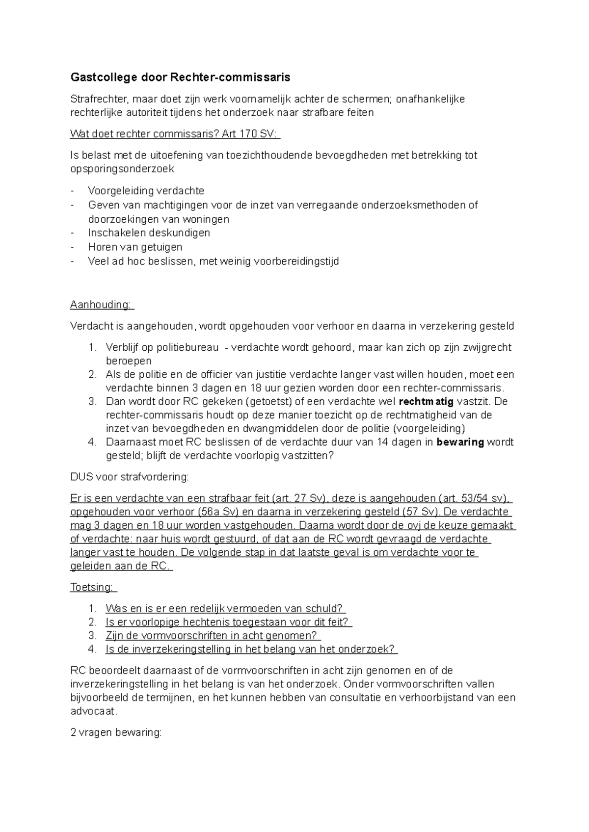 Gastcollege RC: Uitleg Over Rechter-Commissaris en Opdrachten Si P ...