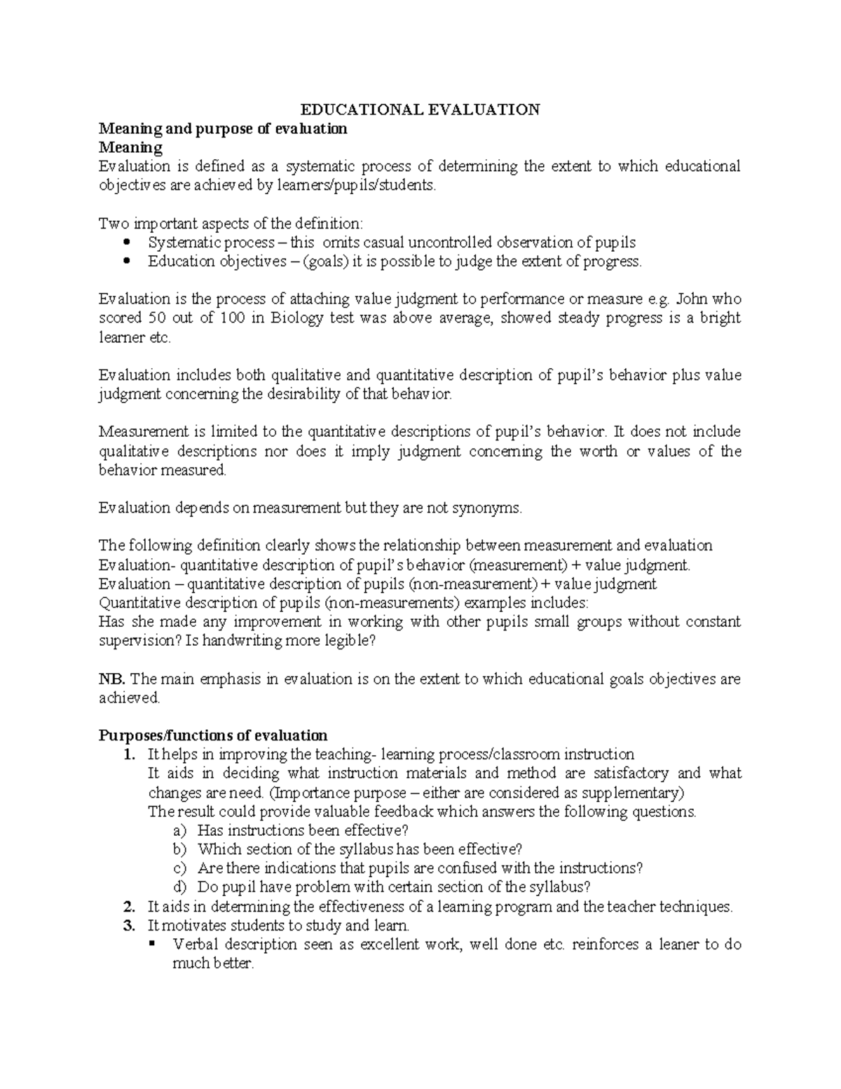 EDUC 222 Topic 2 - Understanding Educational Evaluation Processes - Studocu