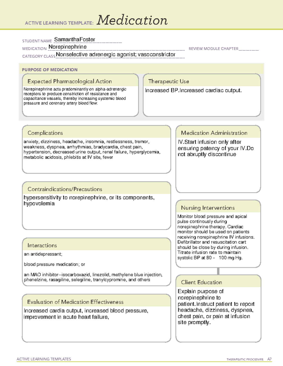 Active Learning Template norepi - ACTIVE LEARNING TEMPLATES TherapeuTic ...