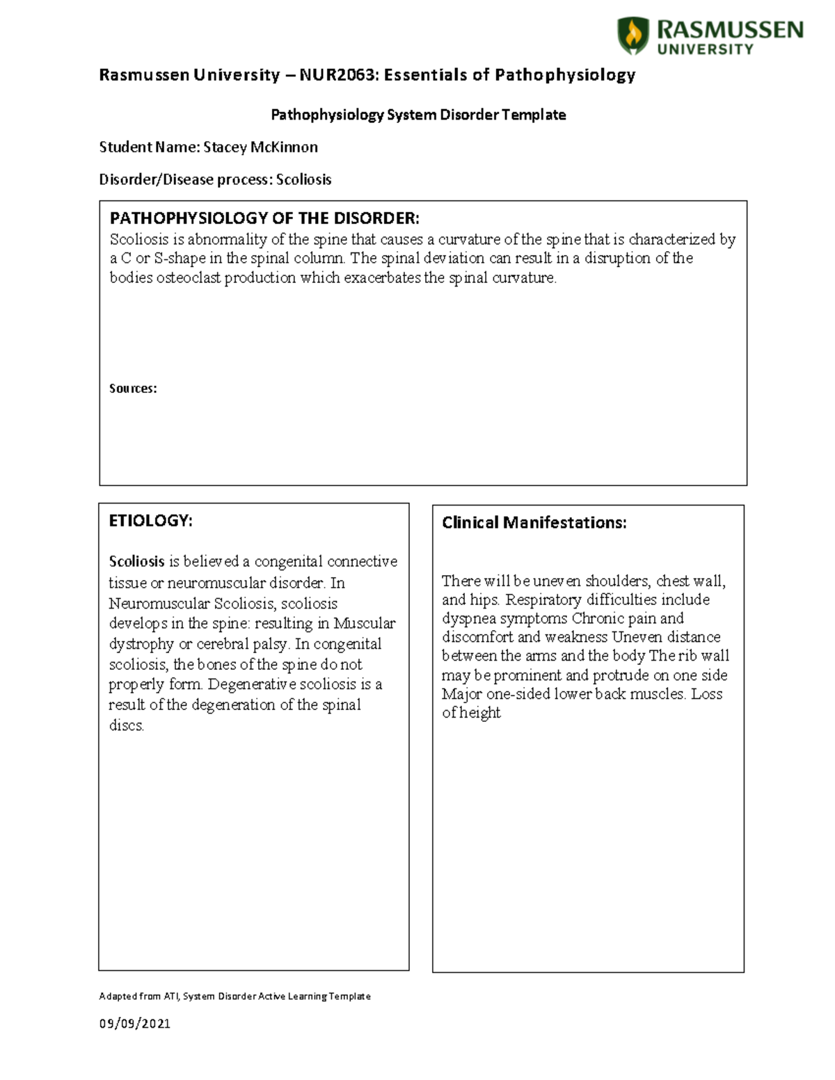 2NUR2063System Disorder Template - Rasmussen University 3 NUR2063 ...