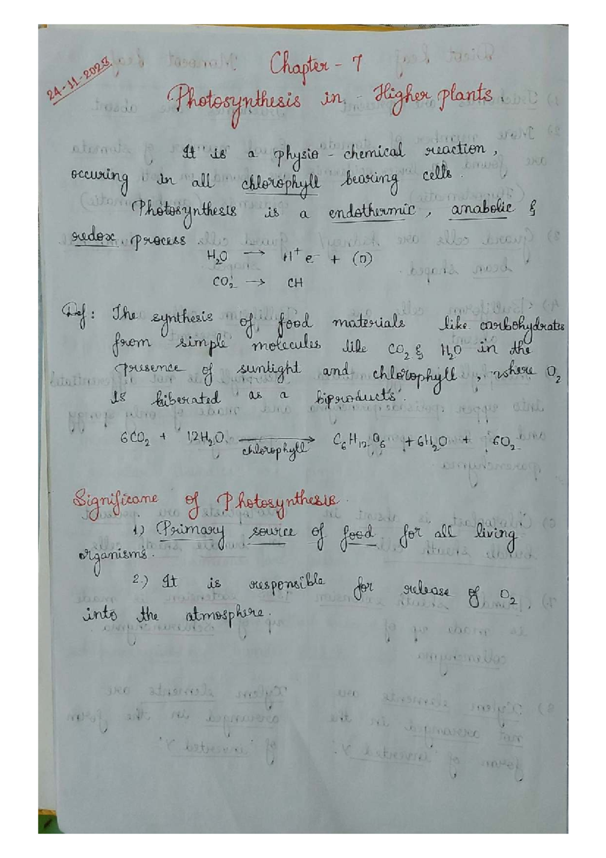 Photosynthesis: Comprehensive Notes for NEET Aspirants - Studocu