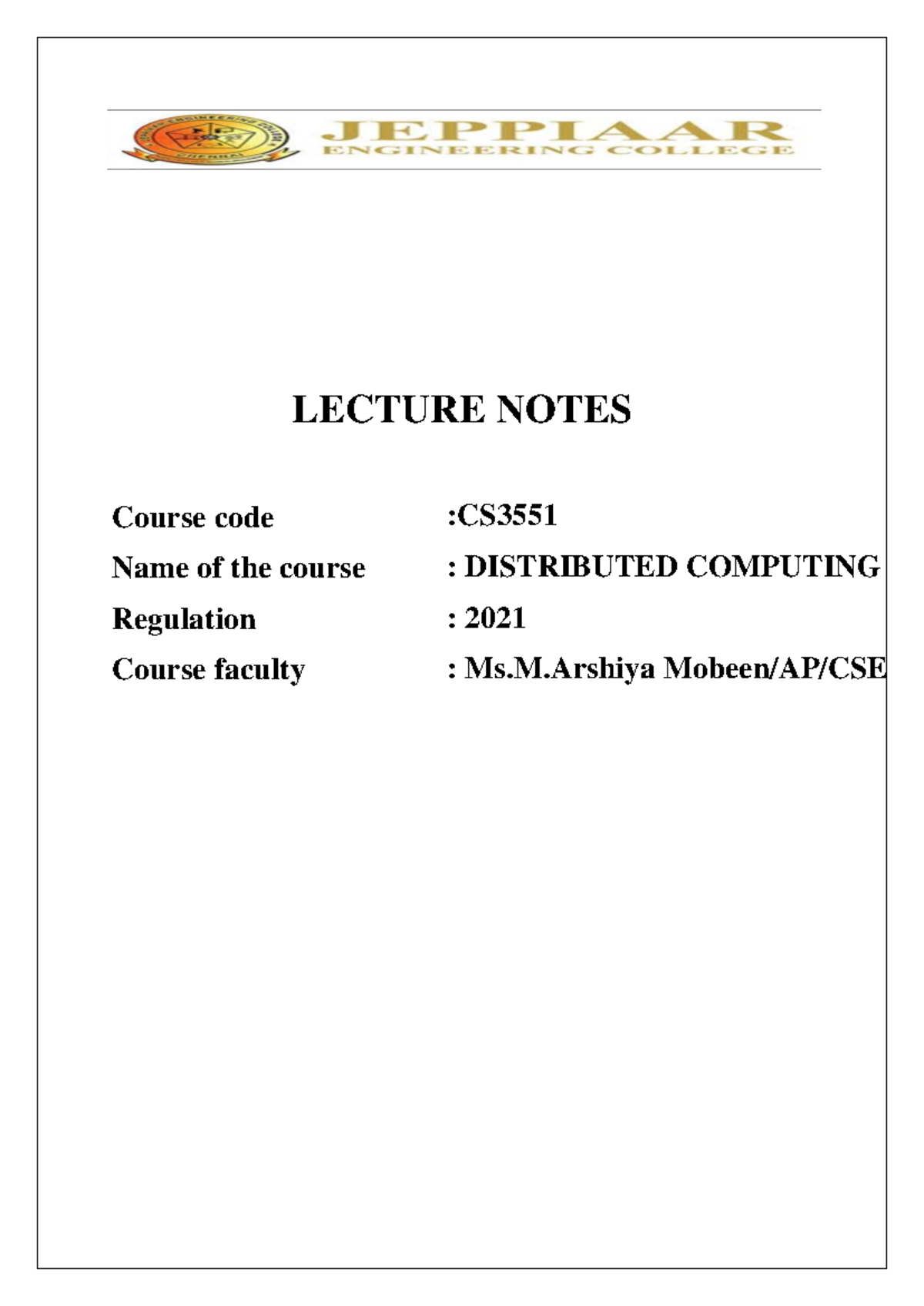 CS3551 Final Exam Notes on Distributed Computing Concepts - Studocu