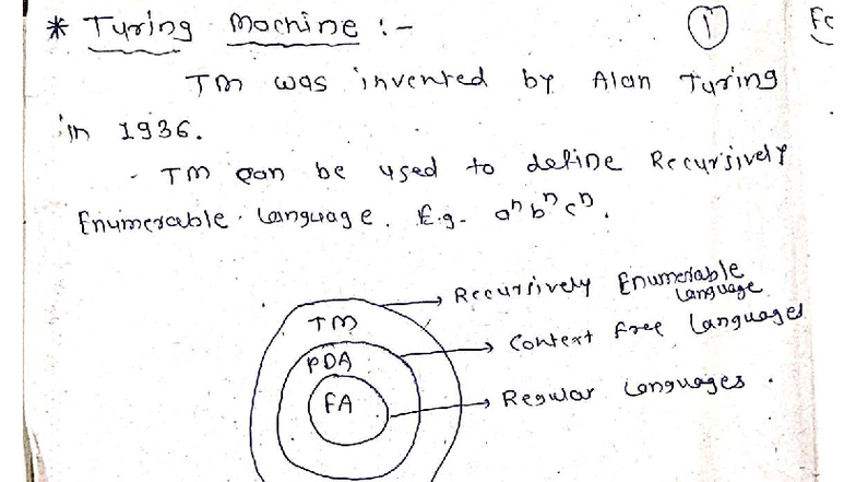 Turing Machine Concepts and Designs - Handwritten Notes (TOC 5) - Studocu
