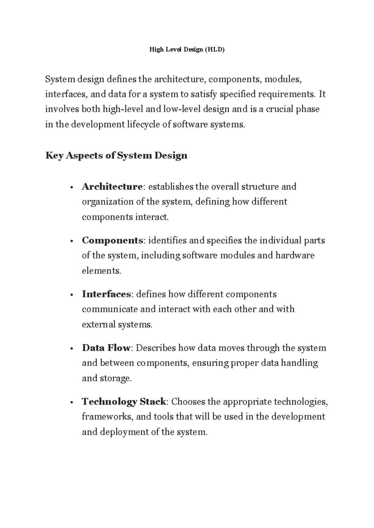 HLD LLD: Comprehensive Notes on System Design & CAP Theorem - Studocu