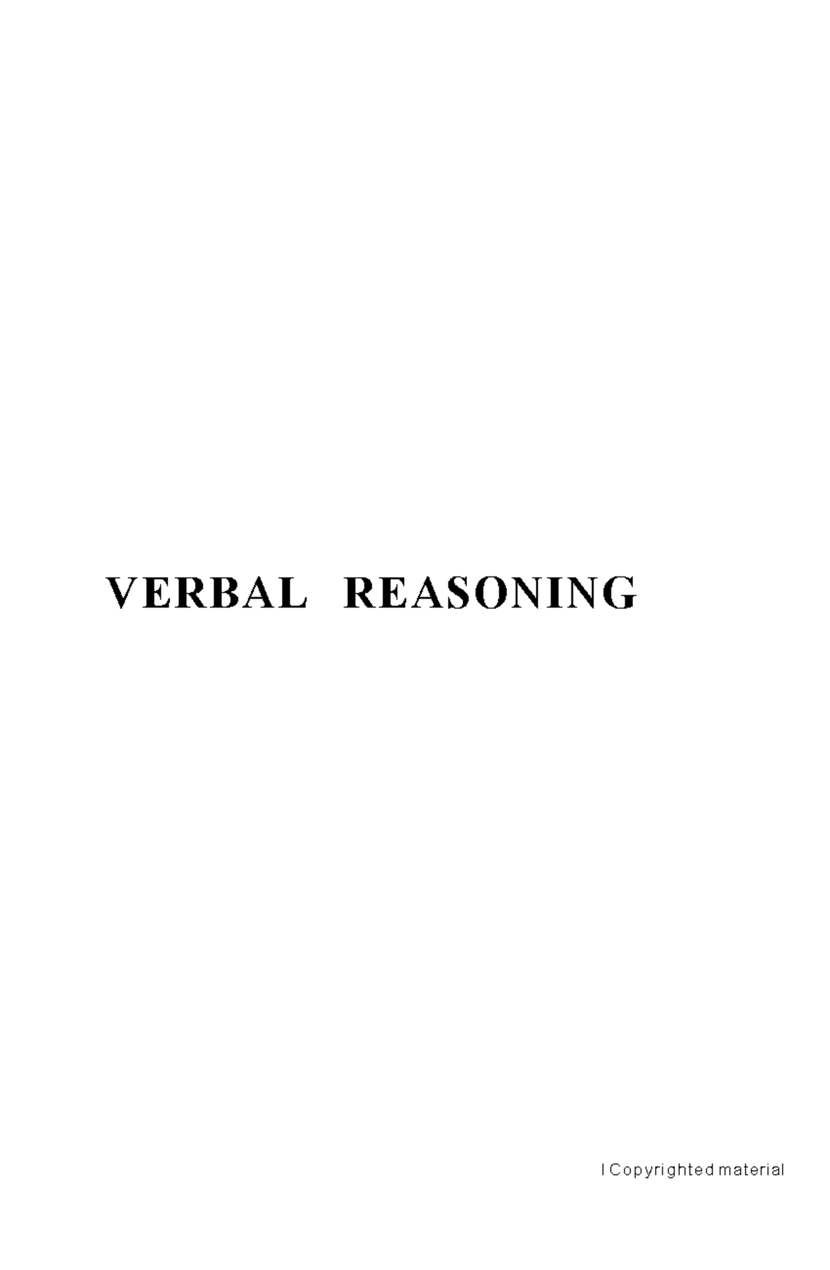 Verbal Reasoning I - Study Notes and Key Concepts - Studocu