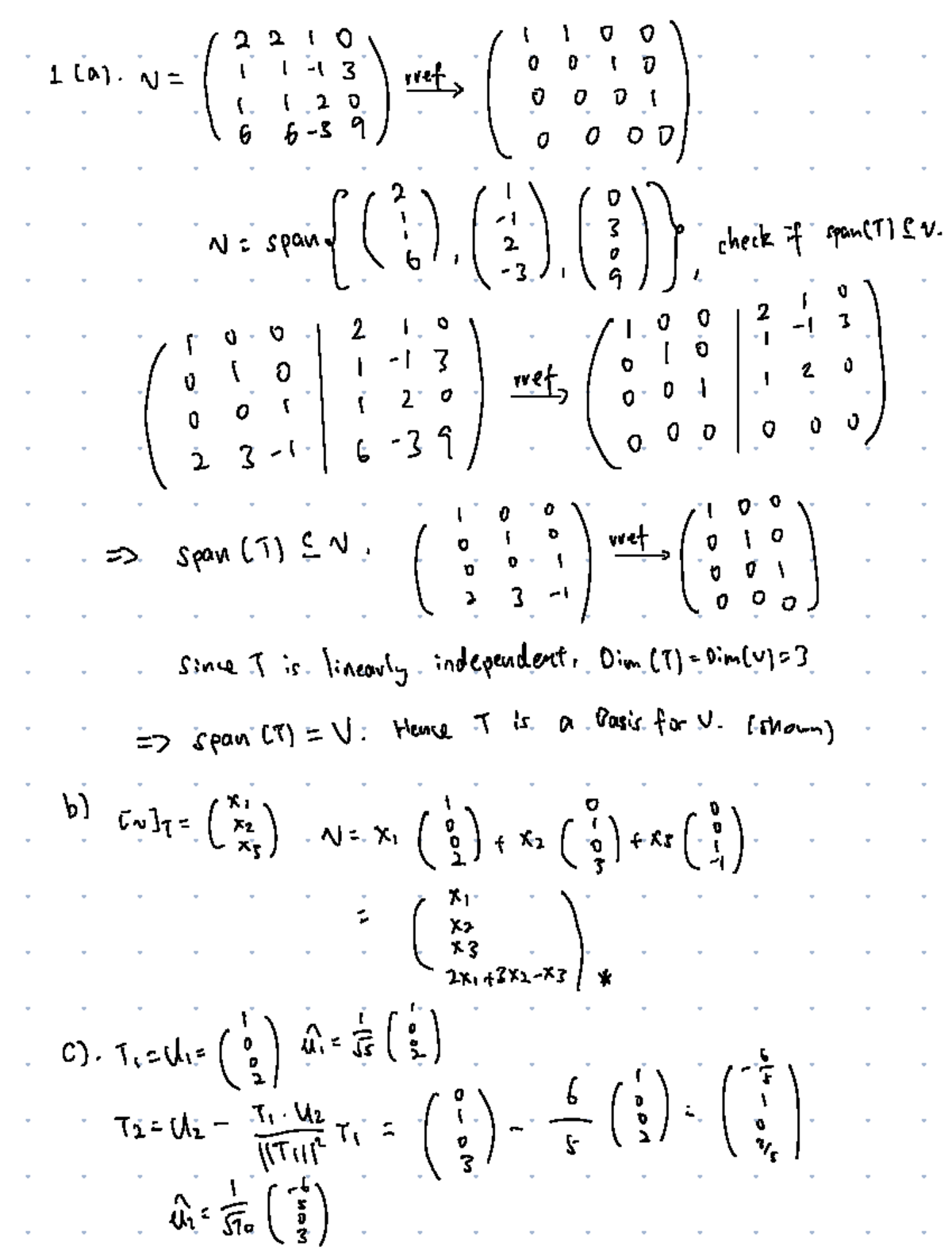 2210 Homework Assignment 3 Solution: Linear Algebra Concepts - Studocu