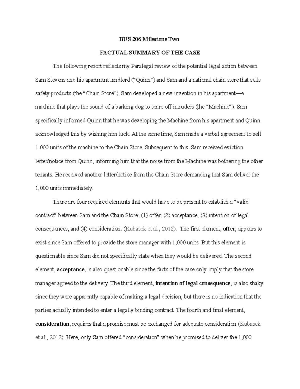 BUS 206 - Case Analysis: Lucy v. Zehmer and Contractual Elements - Studocu