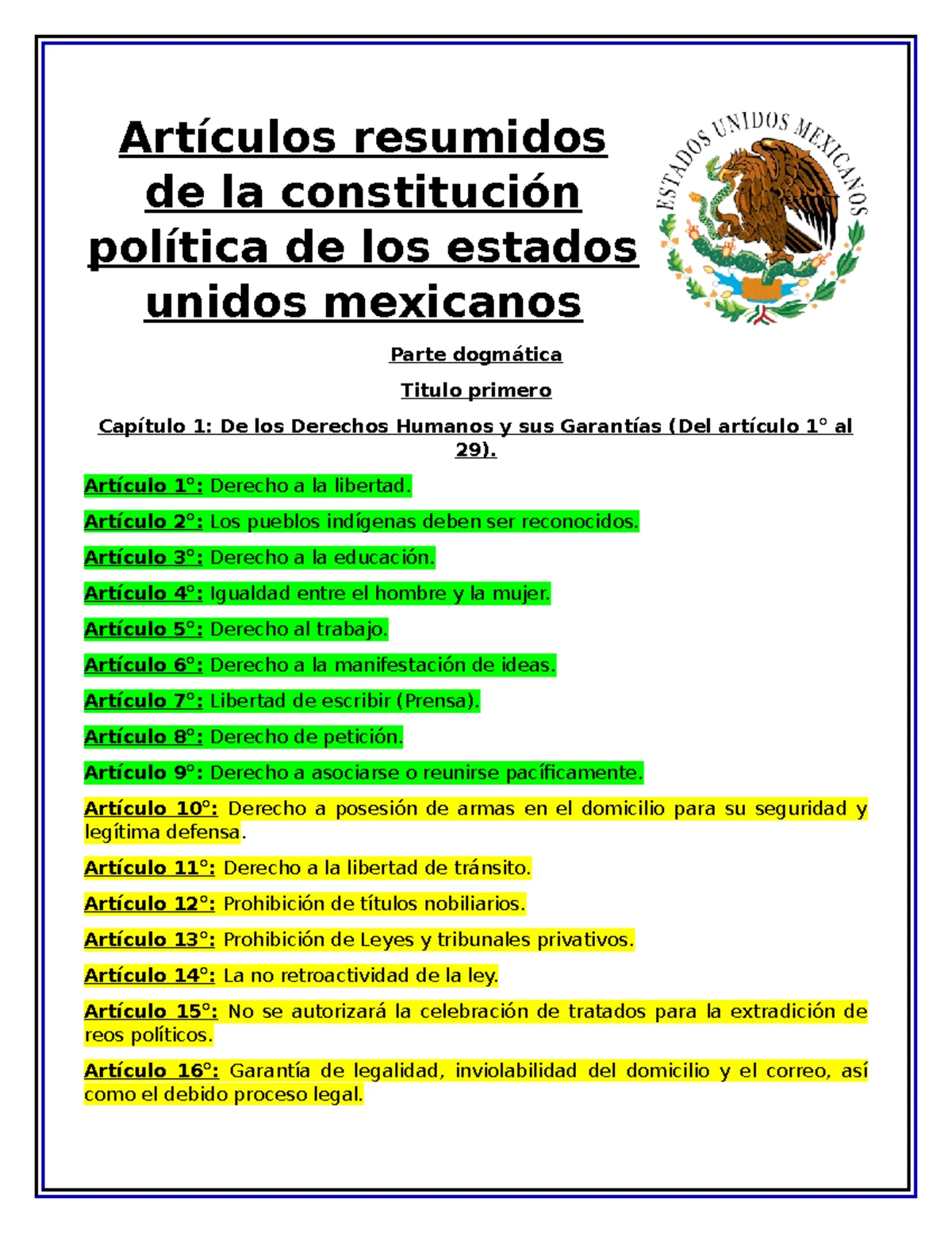 Artículos de la constitución mexicana resumidos fácil de comprender ... Artículos de la constitución mexicana resumidos fácil de comprender ...