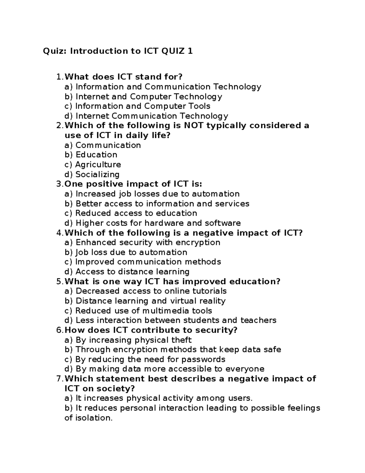 Quiz 1: GE 10 - Living in the IT Era Overview - Studocu