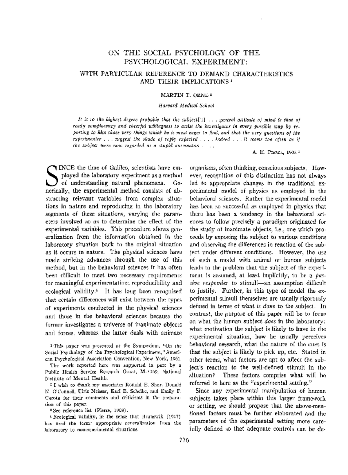 Social Psychology of Psychological Experiments: Demand Characteristics ...