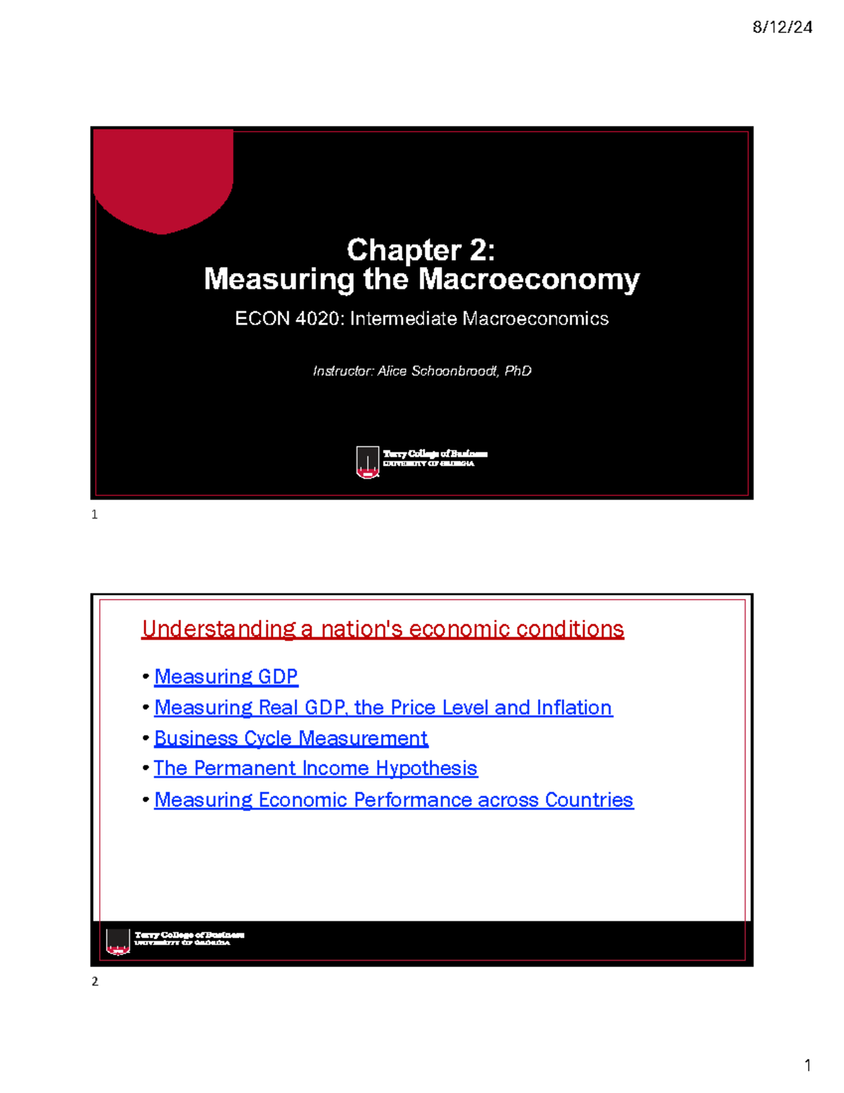 Chapter 2: Measuring the Macroeconomy - ECON 4020 Final Exam Notes ...