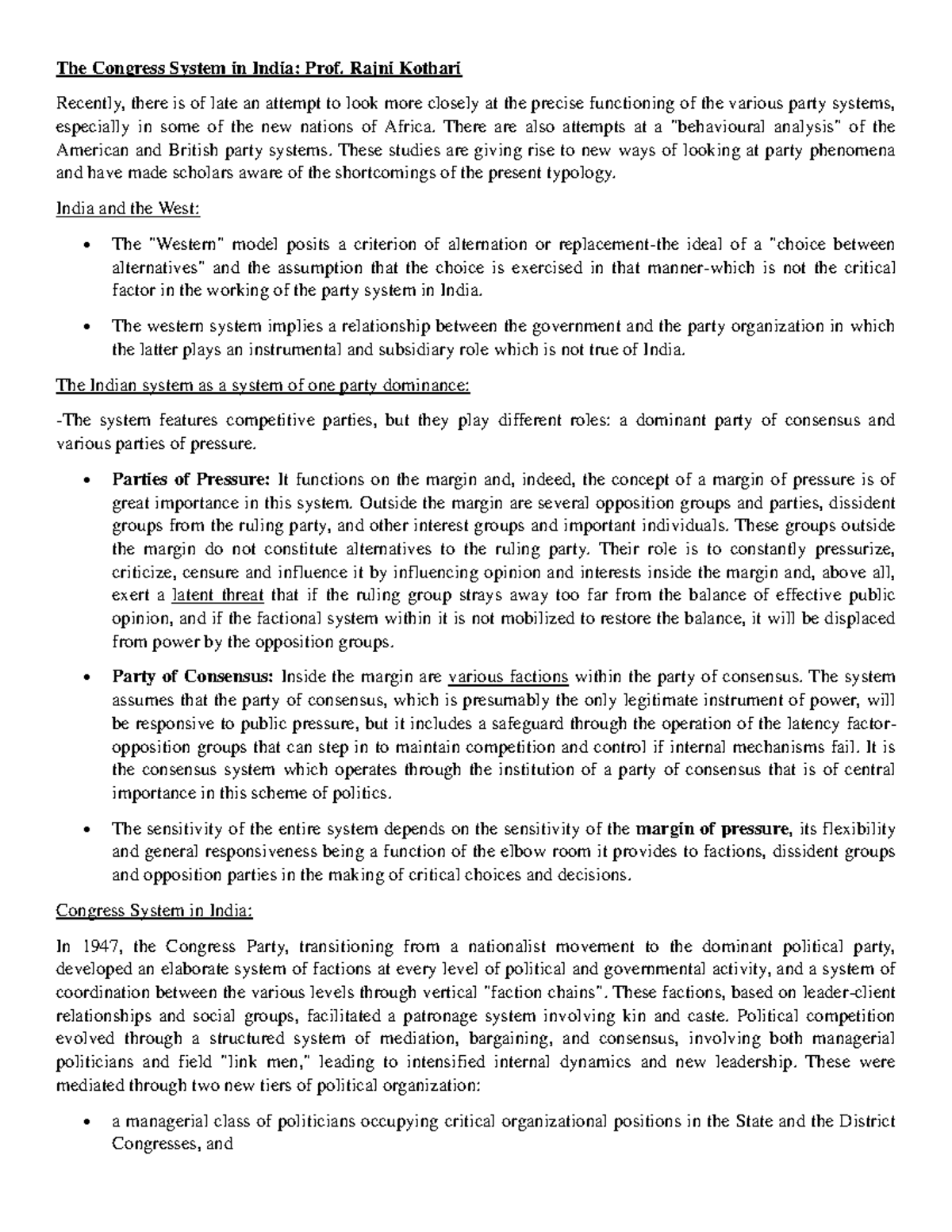 The Congress System in India: Analyzing Political Dynamics and ...