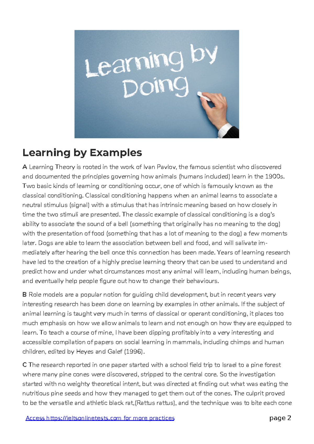 Learning by Examples: Insights into Animal Learning Theories (IELTS ...