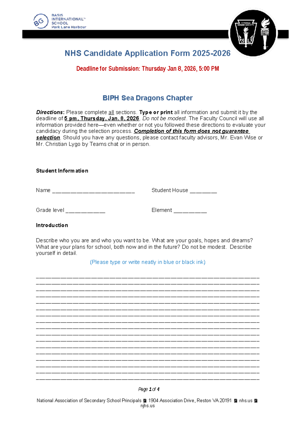BIPH NHS Candidate Application Form - Submission by Jan 8, 2026 - Studocu