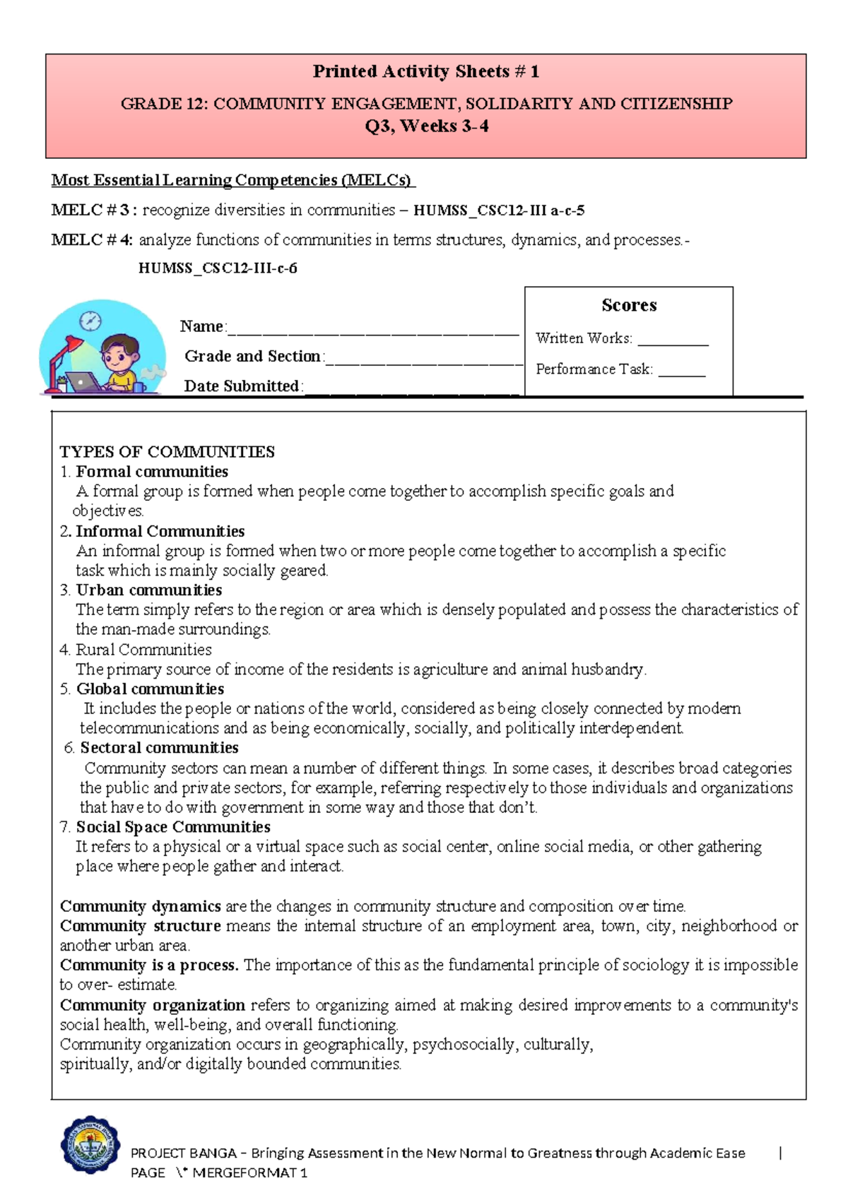 CESC AS Q3 NO - Oki - Most Essential Learning Competencies (MELCs) MELC ...