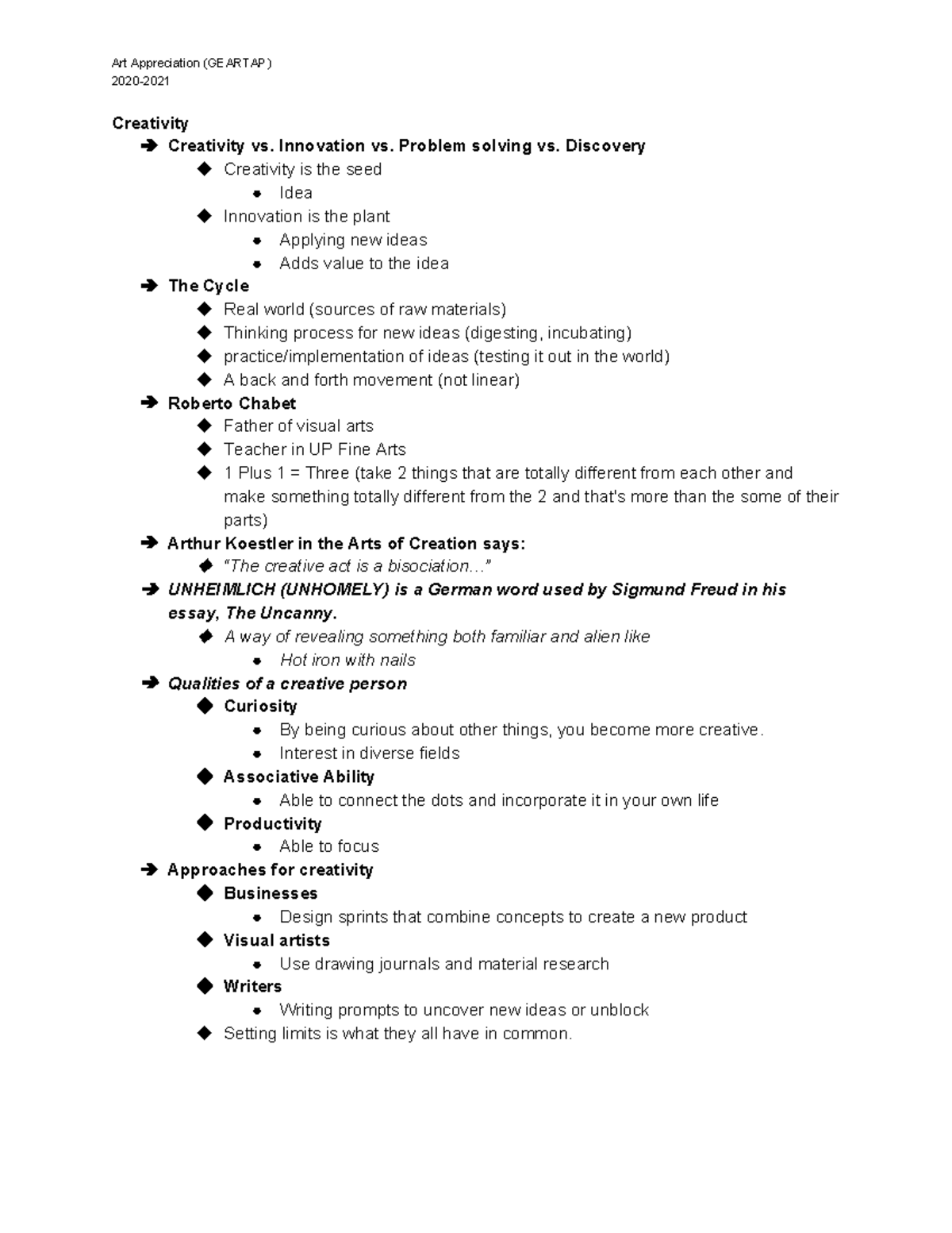 GEARTAP Notes from Ms. Roque - Art Appreciation (GEARTAP) 2020 ...