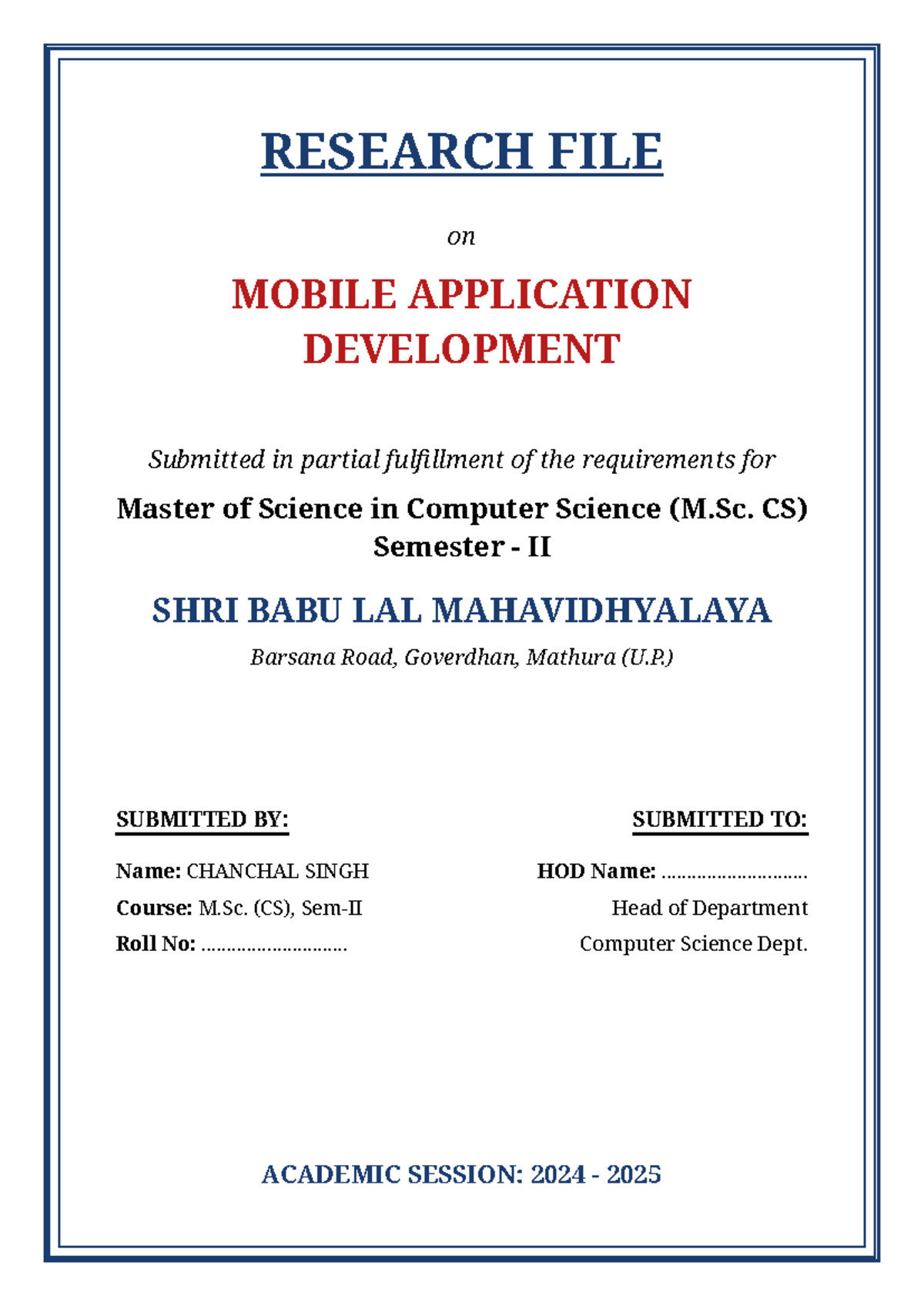 Mobile App Dev Research Cover - RESEARCH FILE on MOBILE APPLICATION ...