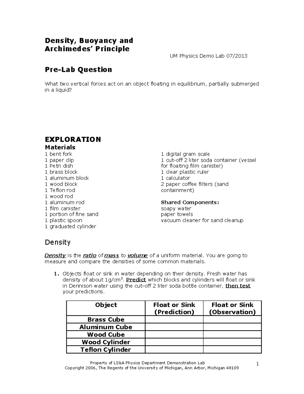 Buoyancy And Density Worksheet Buoyancy Definition Formula & Examples