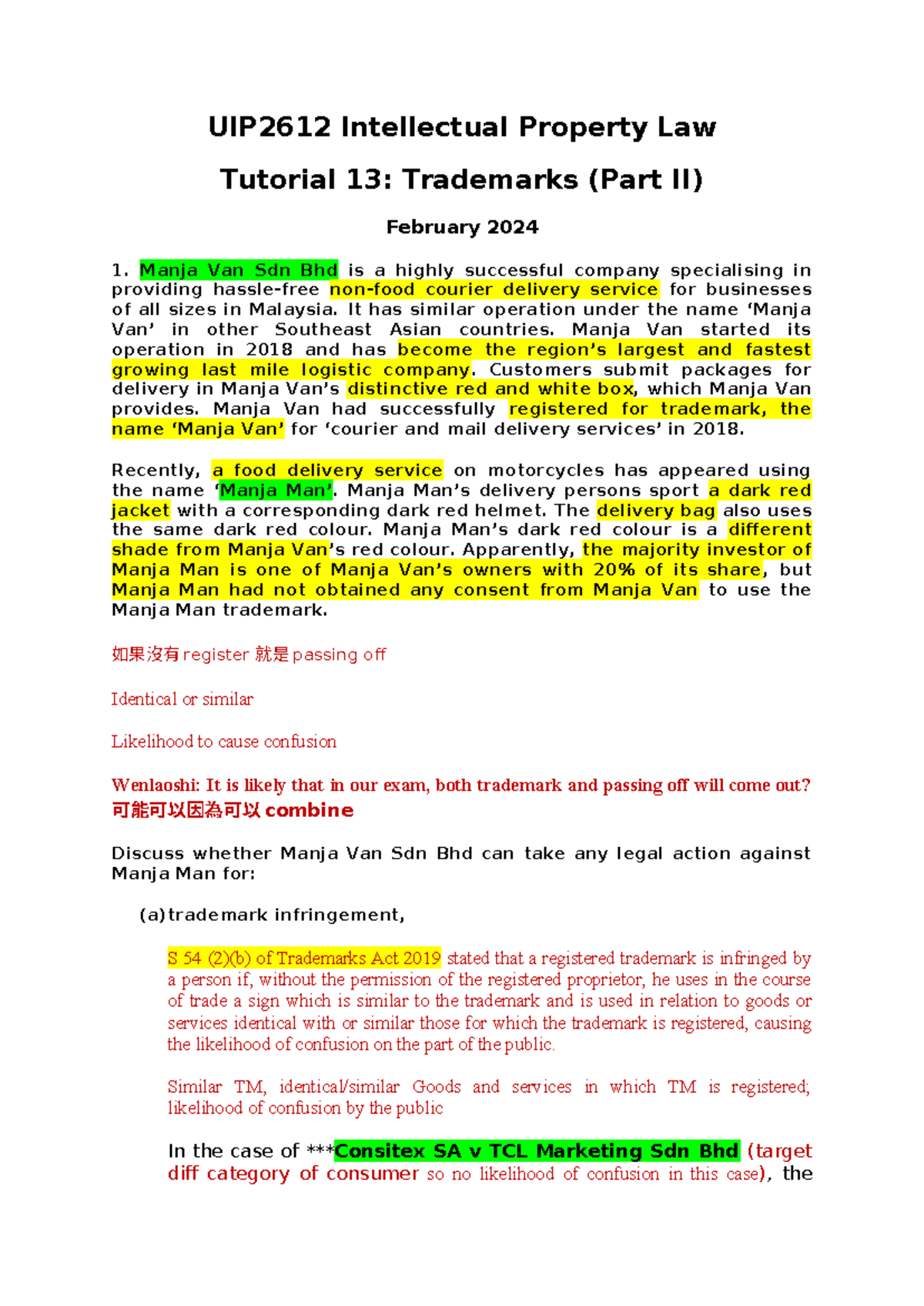 Tutorial 13 - Use it at your own risk - UIP2612 Intellectual Property ...