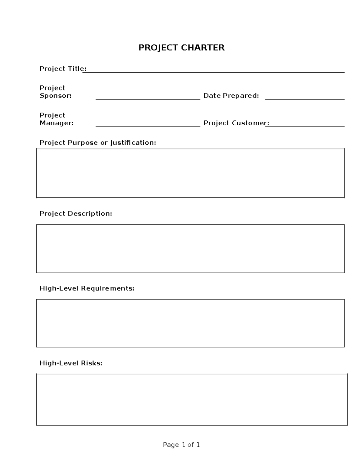 Project Charter - proj - Project Title: Project Sponsor: Date Prepared ...