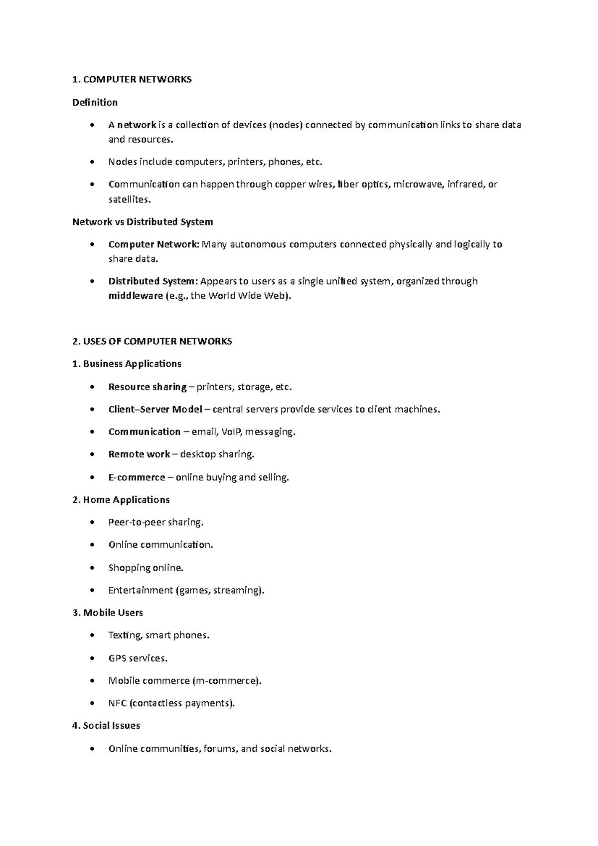 COMPUTER NETWORKS: Overview and Key Concepts (Course Code: CN101) - Studocu