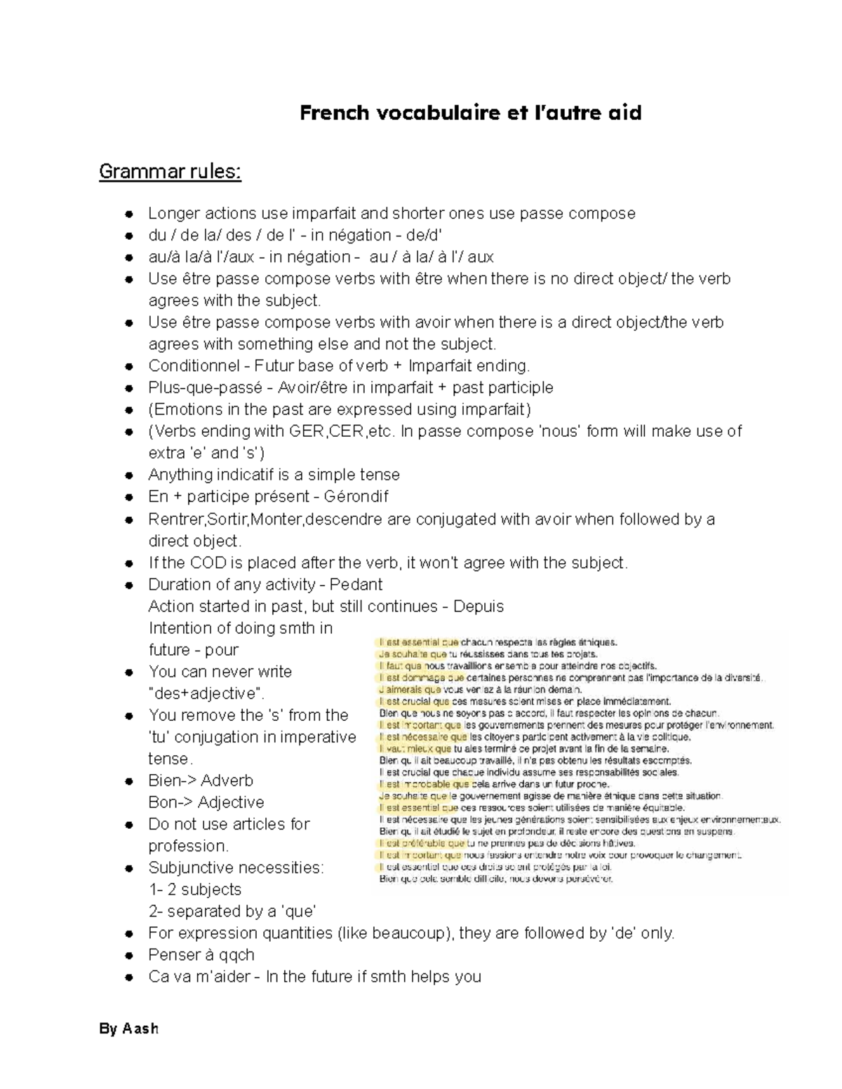 French Vocabulary Study Notes for Grammar and Verbs (FRN 101) - Studocu
