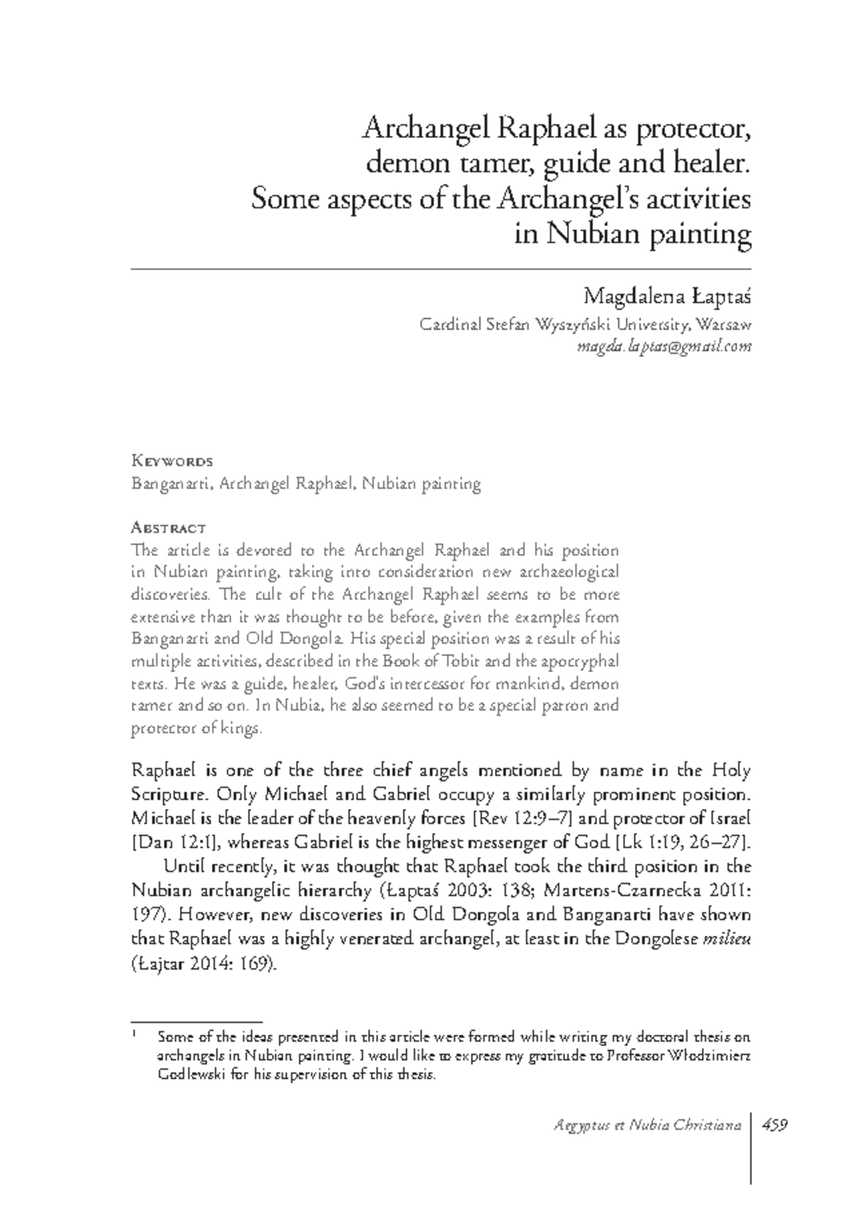 Archangel Raphael in Nubian Art: Protector, Healer, and Guide - Studocu