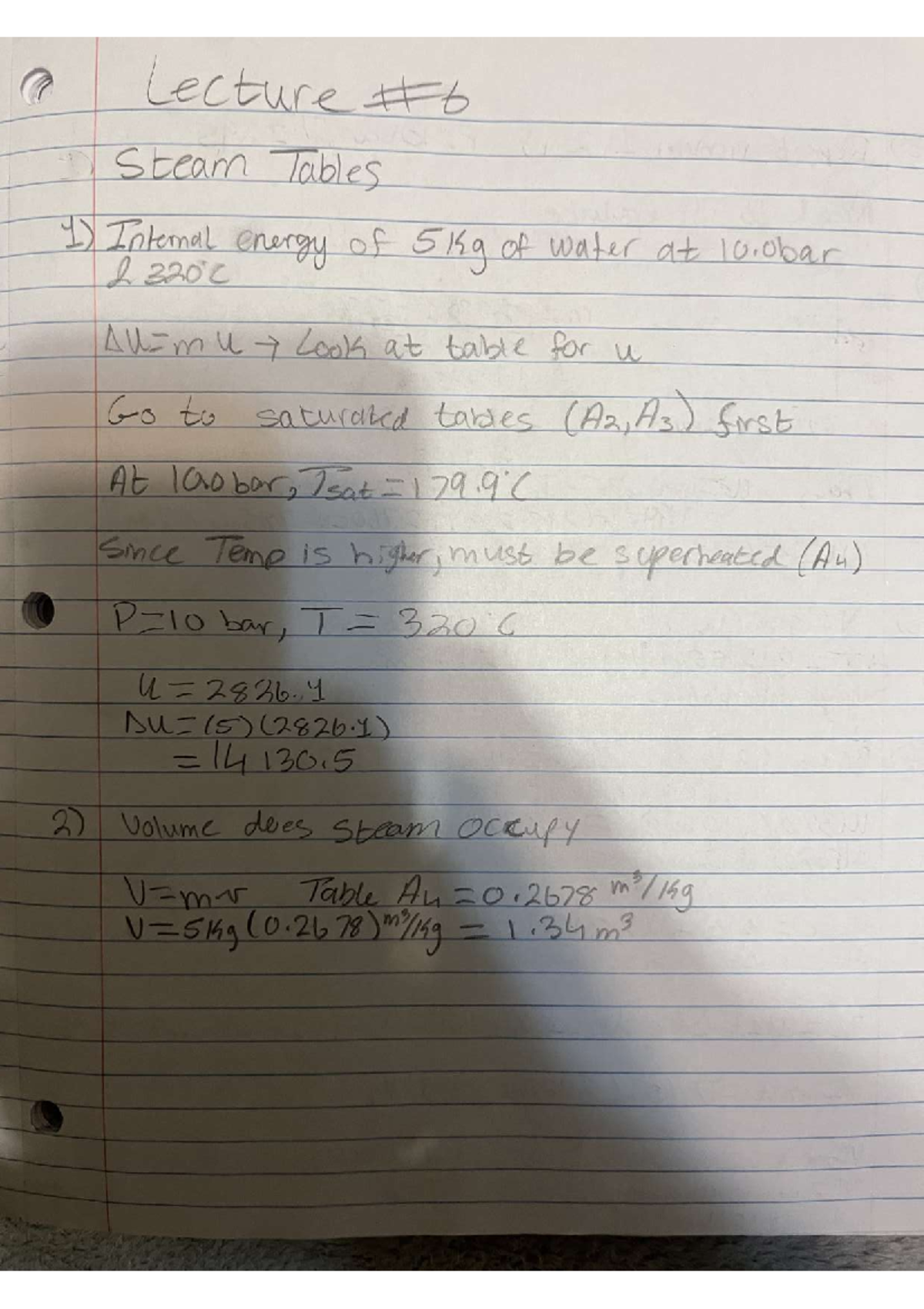 C Lecture: Steam Tables and Internal Energy Calculations - Studocu