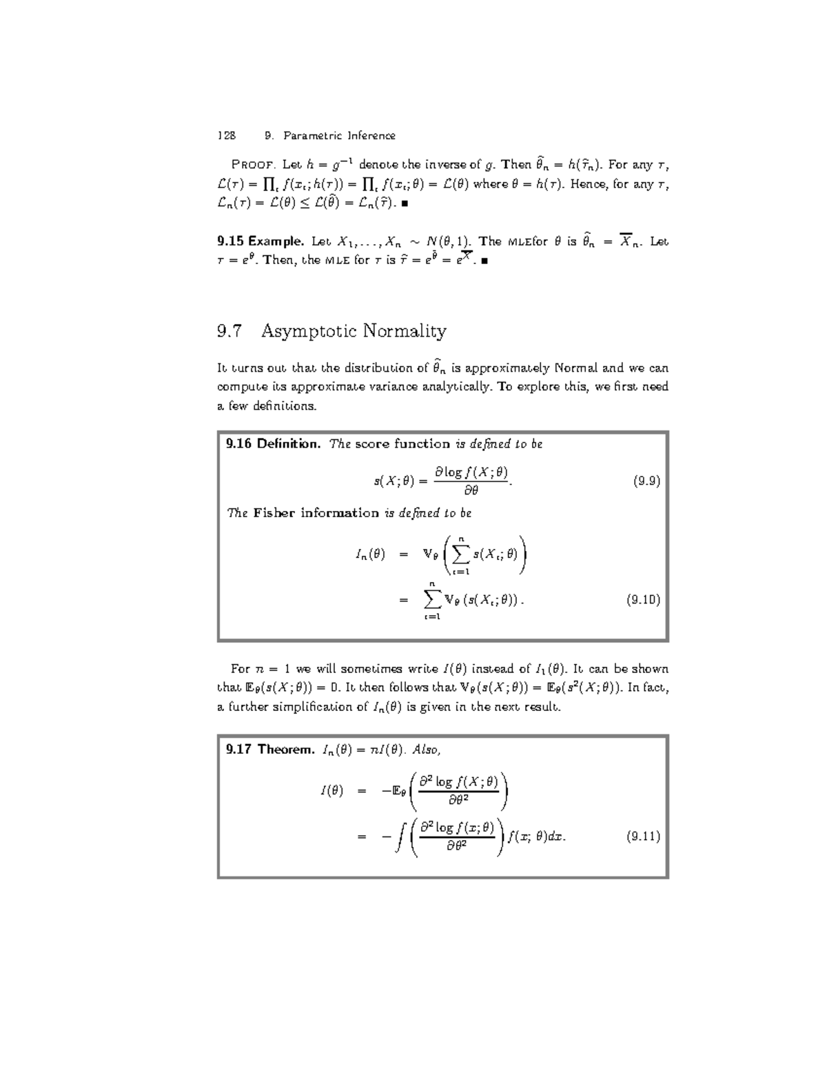 2004 - Wasserman - All of Statistics: Parametric Inference Proofs - Studocu