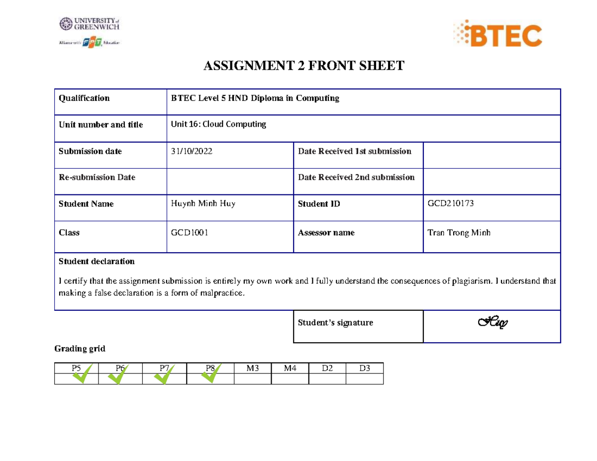 Assignment 2: Analyzing Cloud Computing Solutions - Unit 16 - Studocu