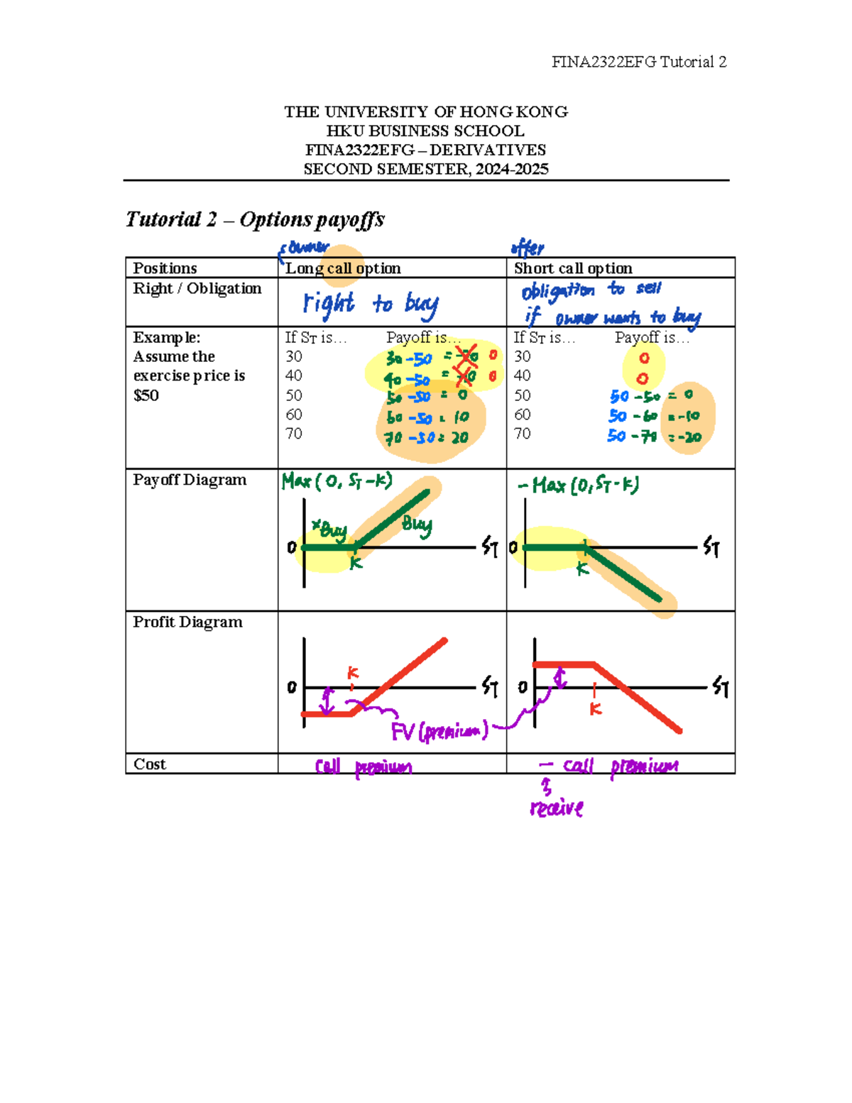 FINA2322 Tutorial 2 notes - THE UNIVERSITY OF HONG KONG HKU BUSINESS ...