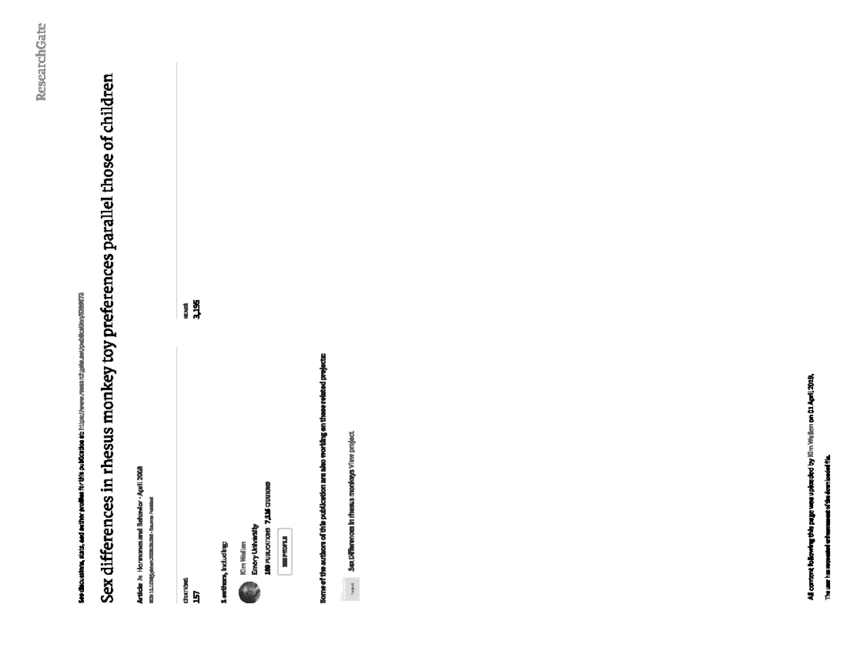 Sex Differences in Toy Preferences of Rhesus Monkeys: Insights from ...