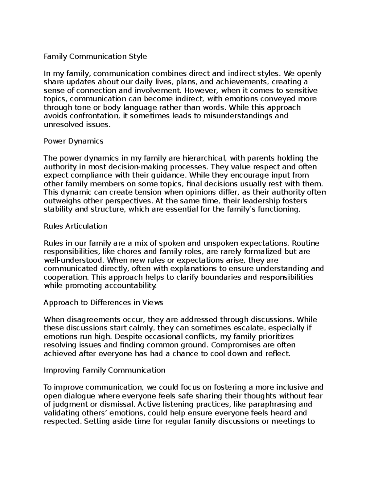 Family Communication Style - We openly share updates about our daily ...