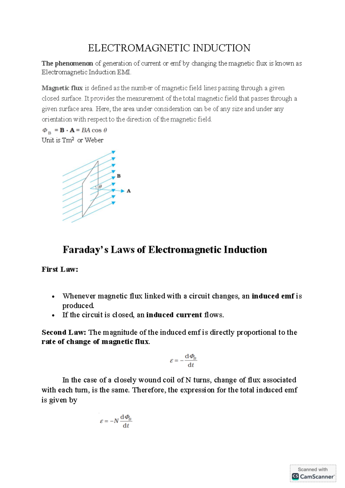 Class 12 - Electromagnetic Induction: Key Concepts and Laws - Studocu