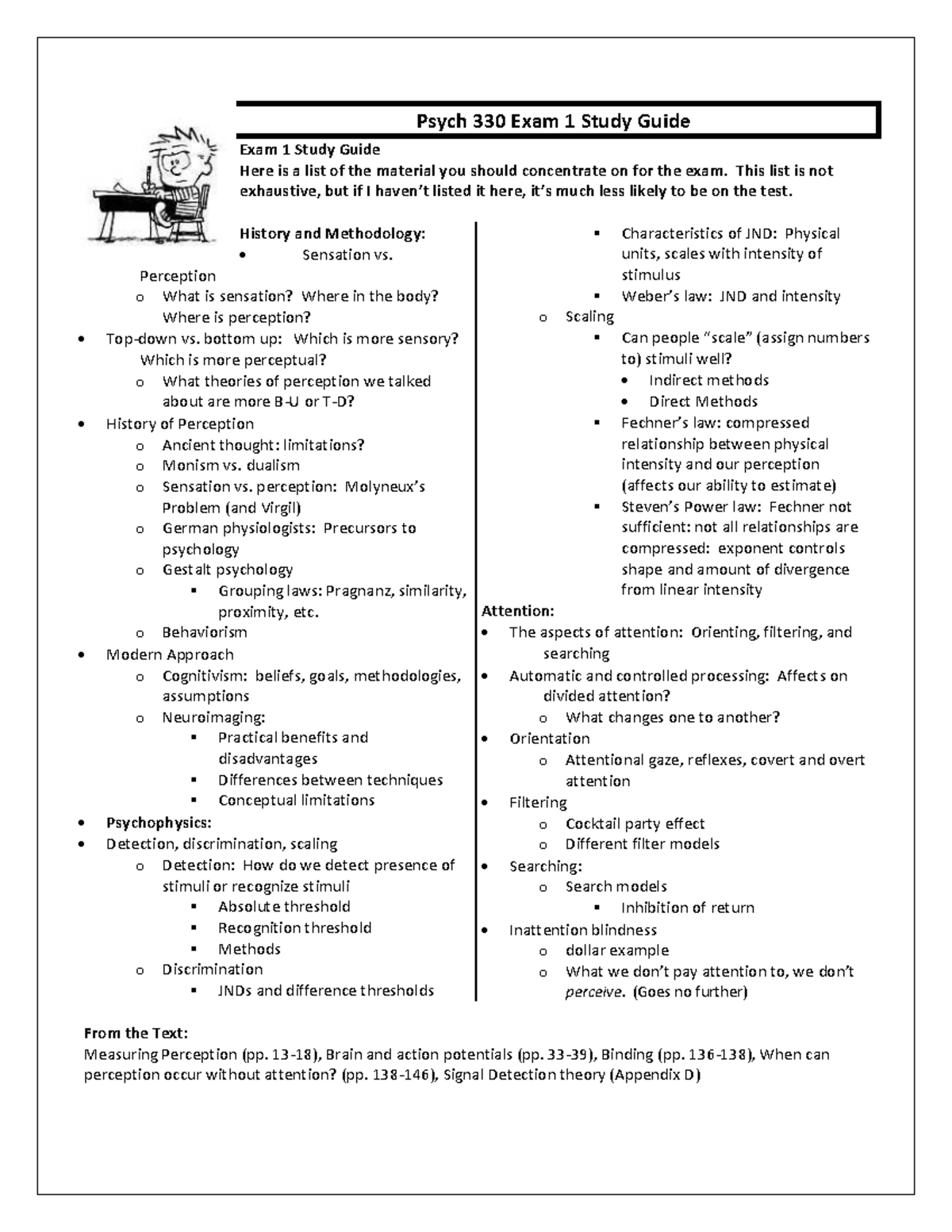 Psych 330 Exam 1 Study Guide: Key Concepts in Perception - Studocu
