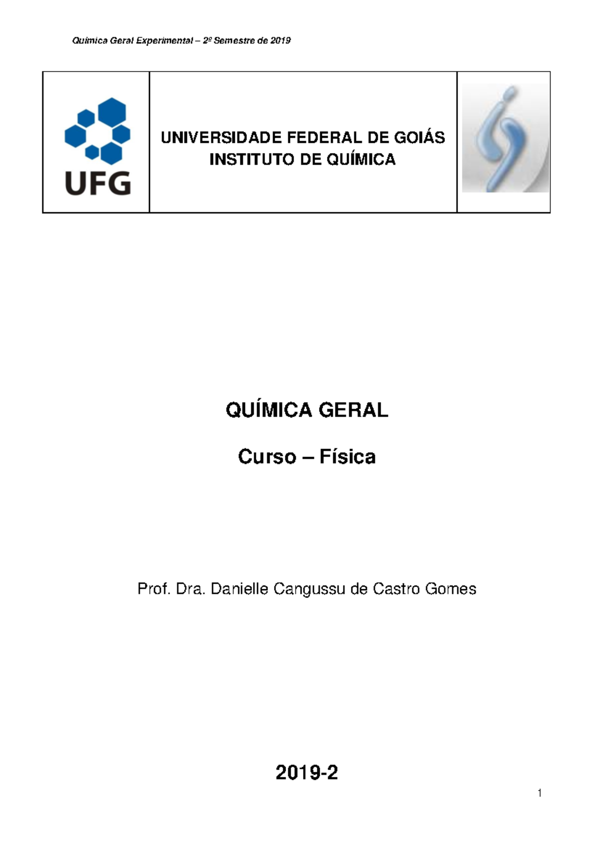 Roteiro Experimental 2: Preparo de Soluções - Química Geral (B - UFG ...