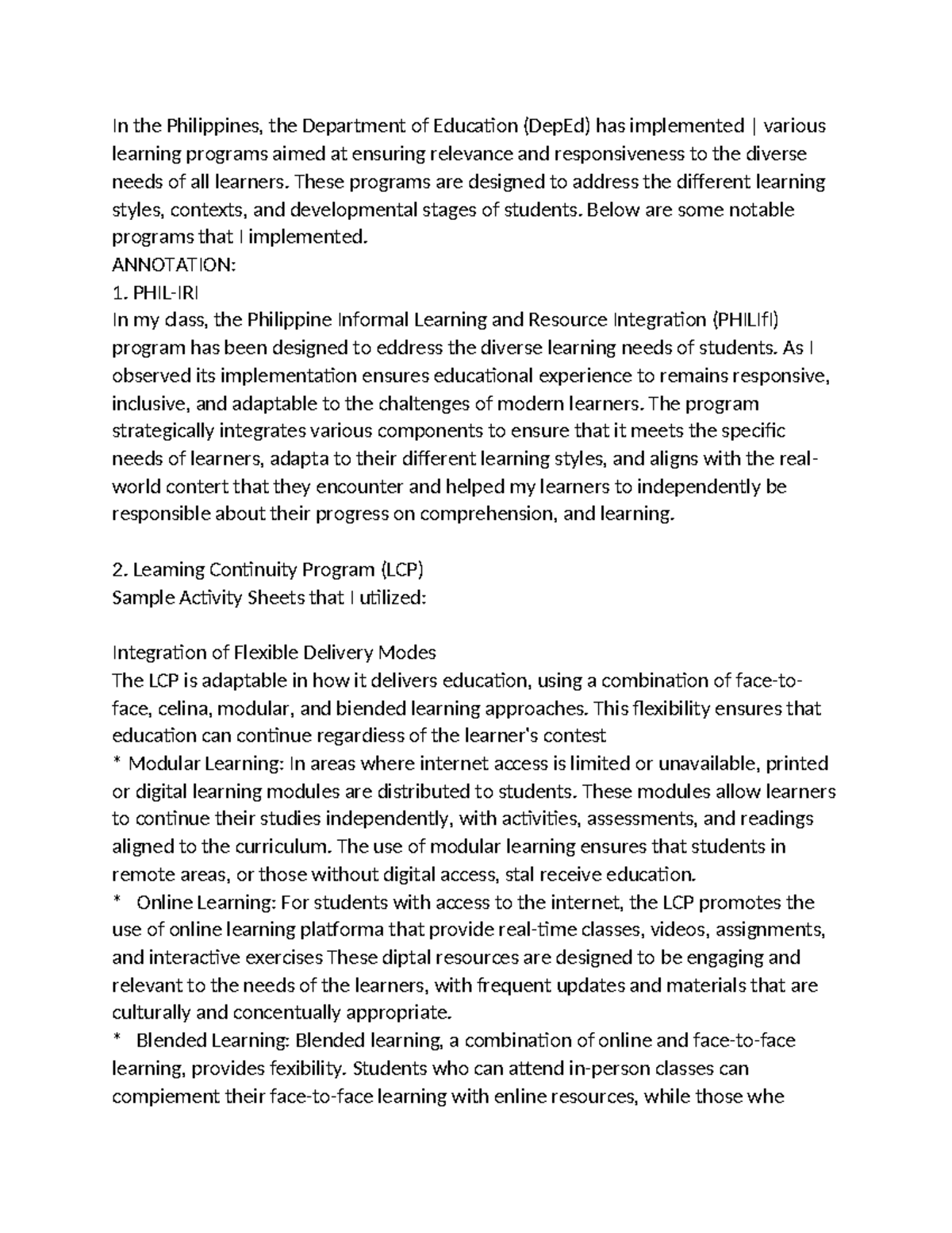 PHILIfI & LCP Programs: Enhancing Learning in the Philippines - Studocu