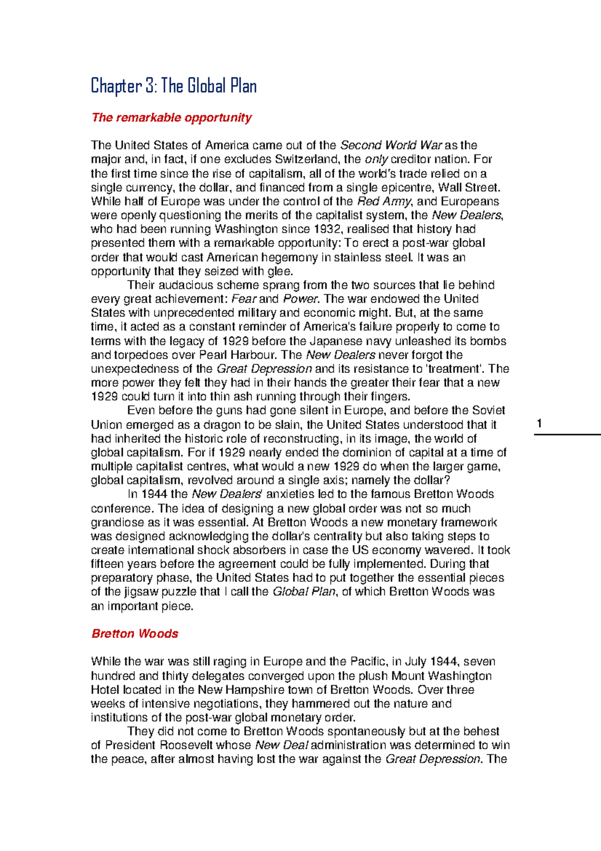 Chapter 3: The Global Plan - Post-WWII Economic Strategies and Hegemony ...