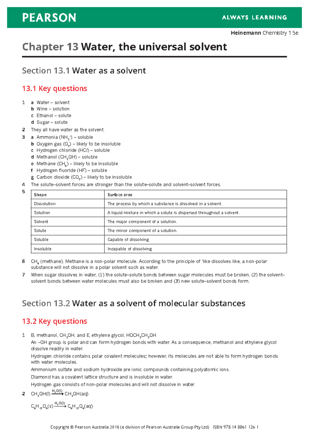 Hein Chem 11 Chapter 13 Study Notes and Answers - Studocu