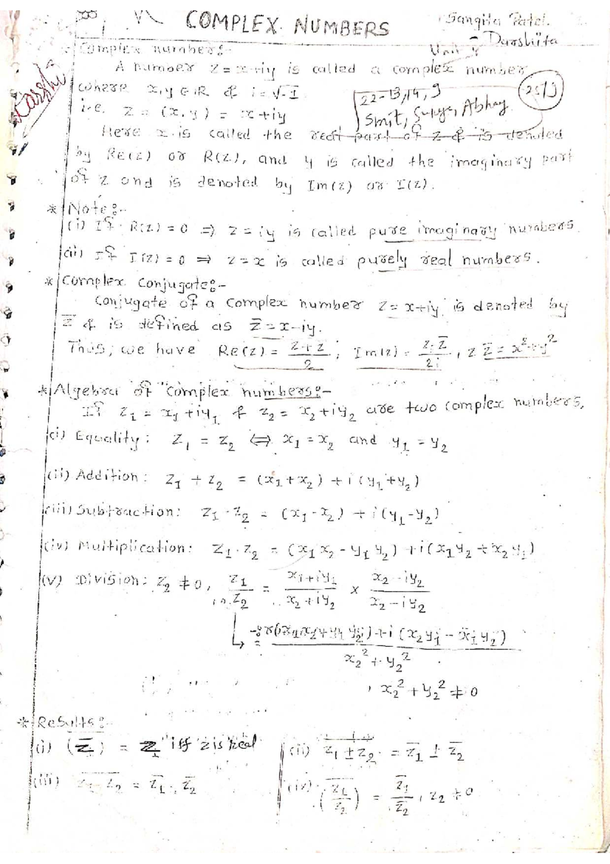 Complex Numbers: Understanding Conjugates and Operations (030931) - Studocu