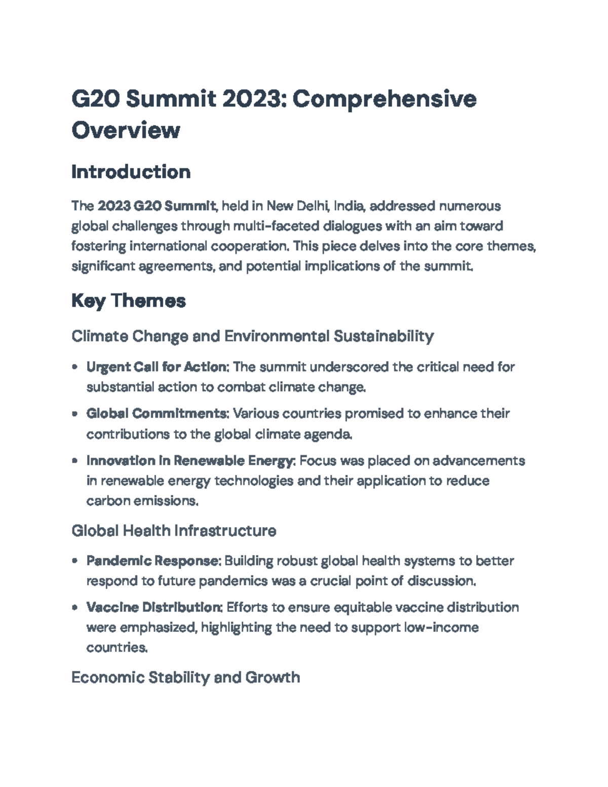 2023 G20 Summit Outcomes: Key Themes and Global Implications - G20 ...